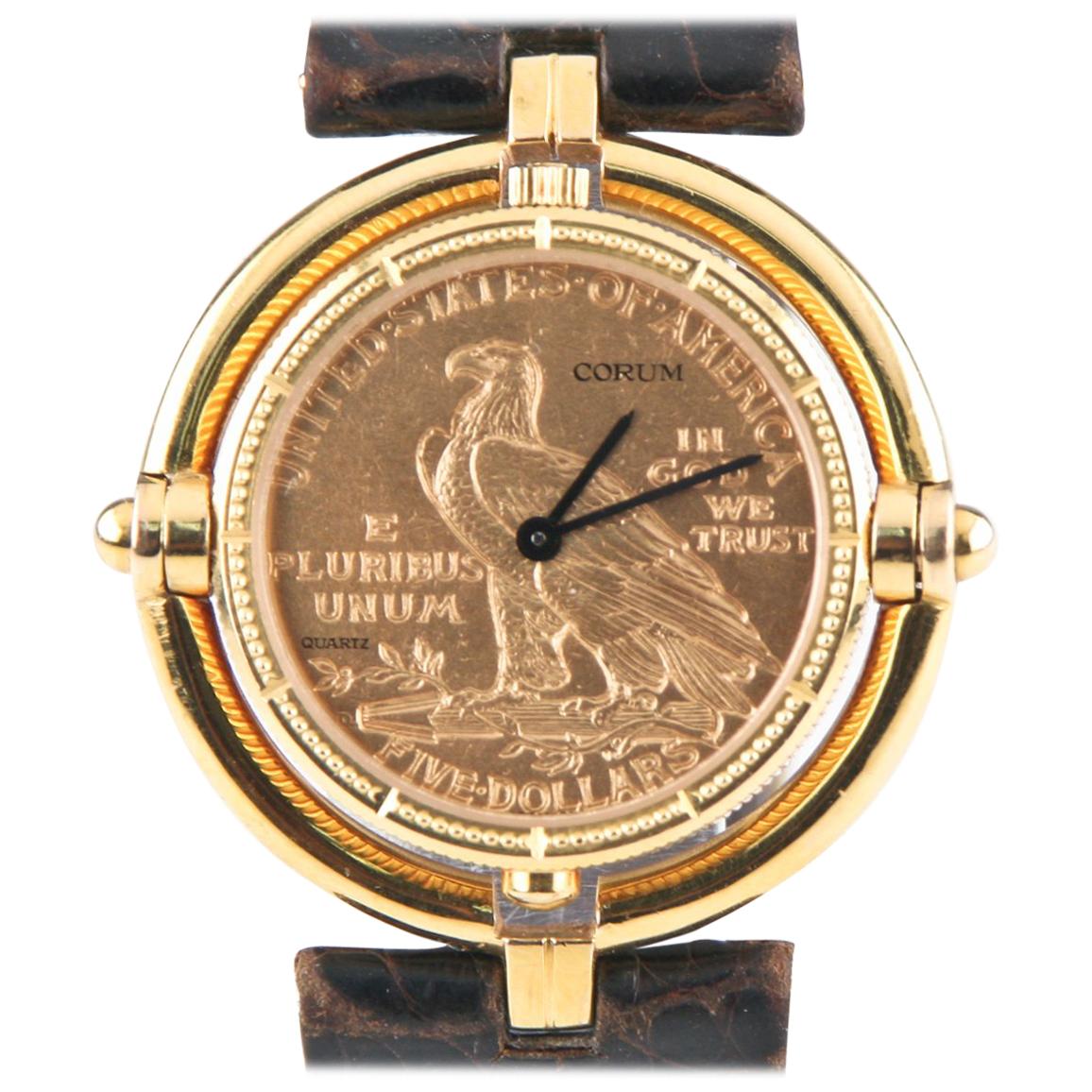 Corum Yellow Gold 1891 Eagle $20 Gold Coin Wristwatch with Date at 1stDibs