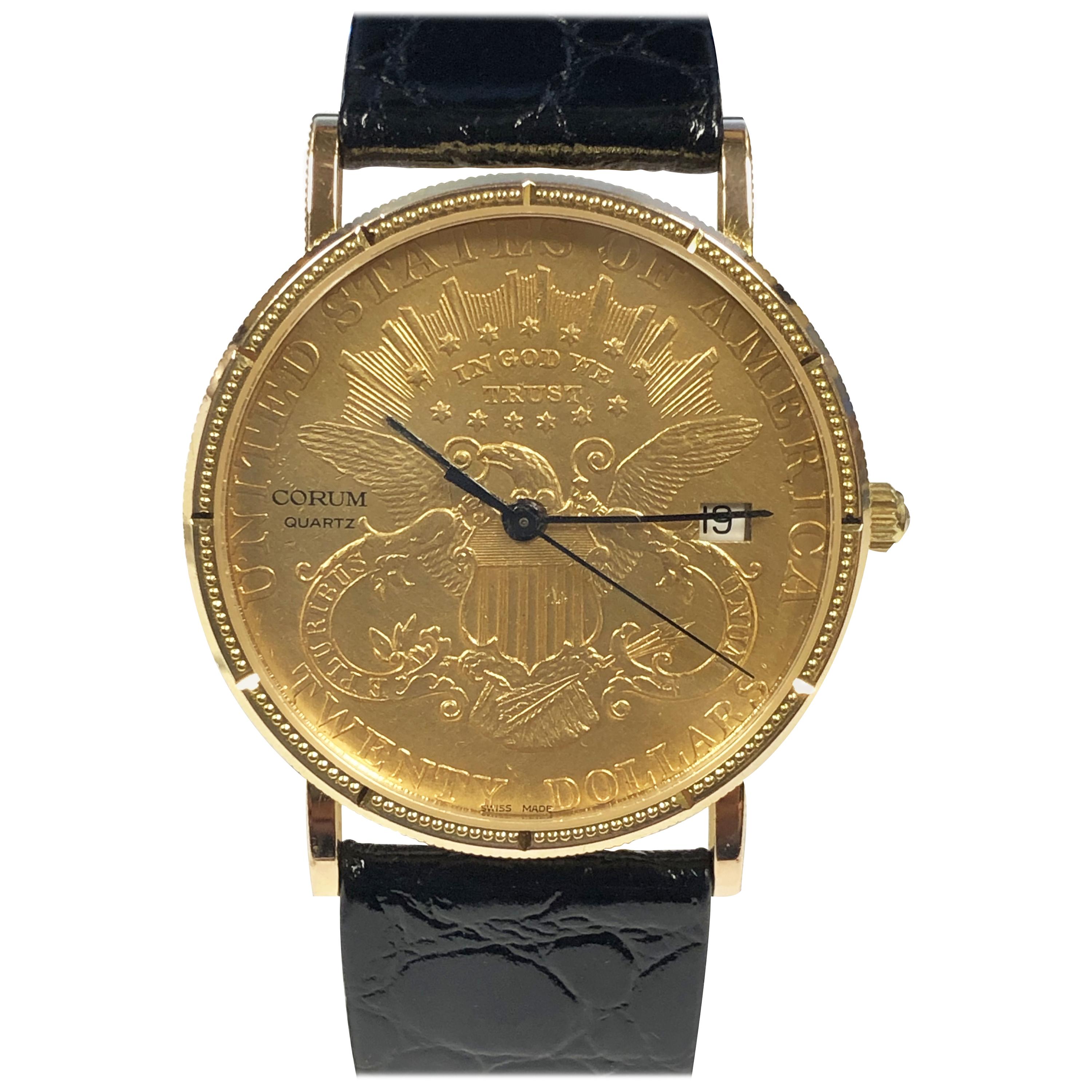 Corum $20 U.S. Gold Liberty Double Eagle Quartz Calendar Wristwatch at ...