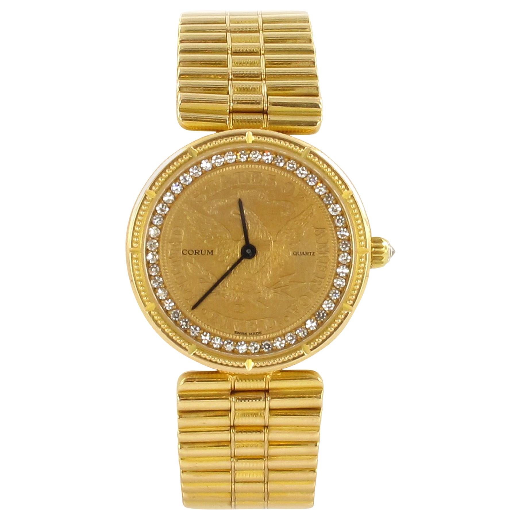 Corum Ladies Diamond Bezel 18 Karat Yellow and White Gold Watch For ...