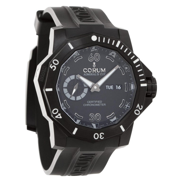 Corum Admirals Cup Watch in Black Titanium with Rubber Strap at 1stDibs