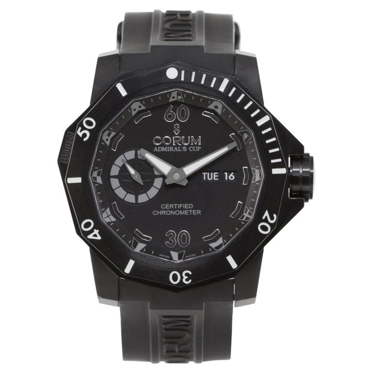 Corum Admirals Cup Watch in Black Titanium with Rubber Strap at 1stDibs