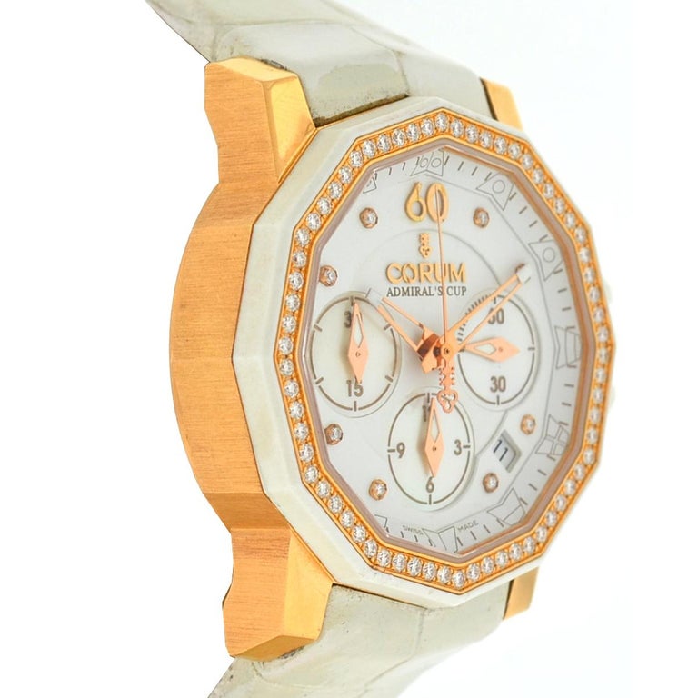 Corum Admirals Cup Rose Gold Diamond Dial and Bezel Ladies Watch at 1stDibs