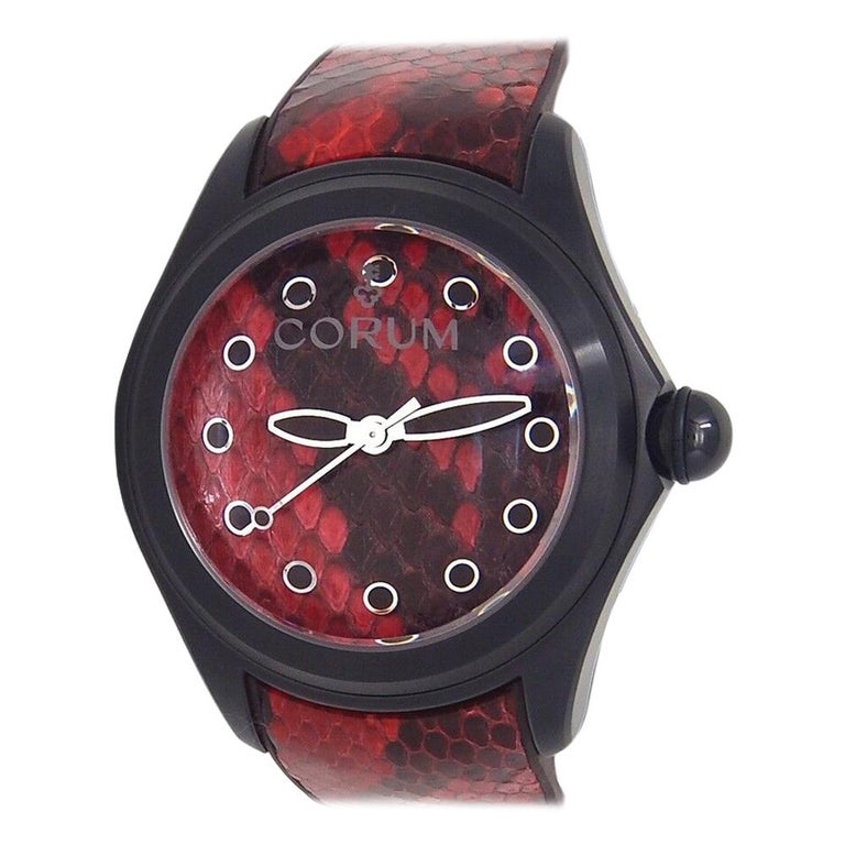 Corum Bubble 47 Red Python Black PVD Stainless Steel Automatic L082 ...