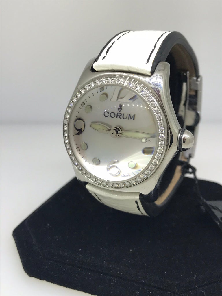 Corum Bubble Stainless Steel Diamond Bezel White Dial Ladies Watch ...