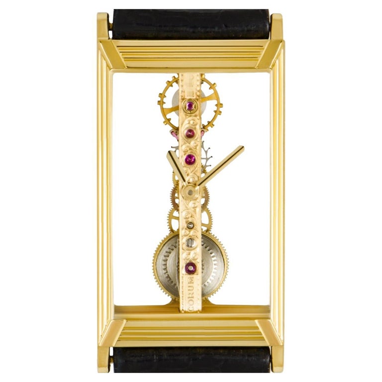 Corum Golden Bridge Vintage Yellow Gold Skeleton Dial 1320756 at 1stDibs