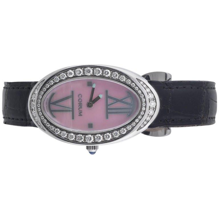 Corum Ladies Stainless Steel Diamond Ovale Quartz Wristwatch For Sale ...
