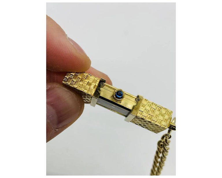 Corum Pocket Watch Watch Secret Opening Yellow 18k Gold Sapphire Charm ...