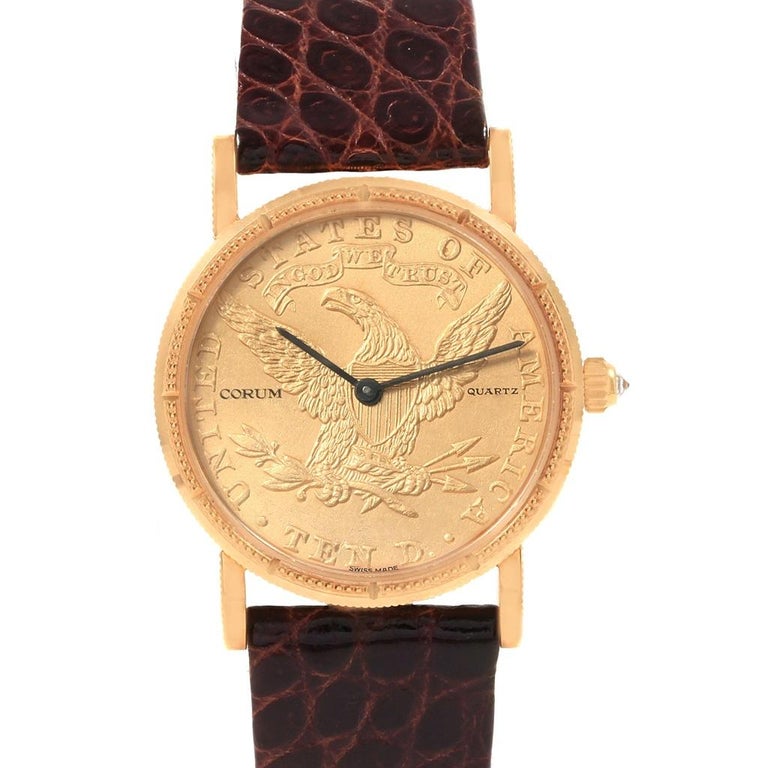 Corum Yellow Gold 10 Dollars Coin Diamond Ladies Watch Year 1881 For ...