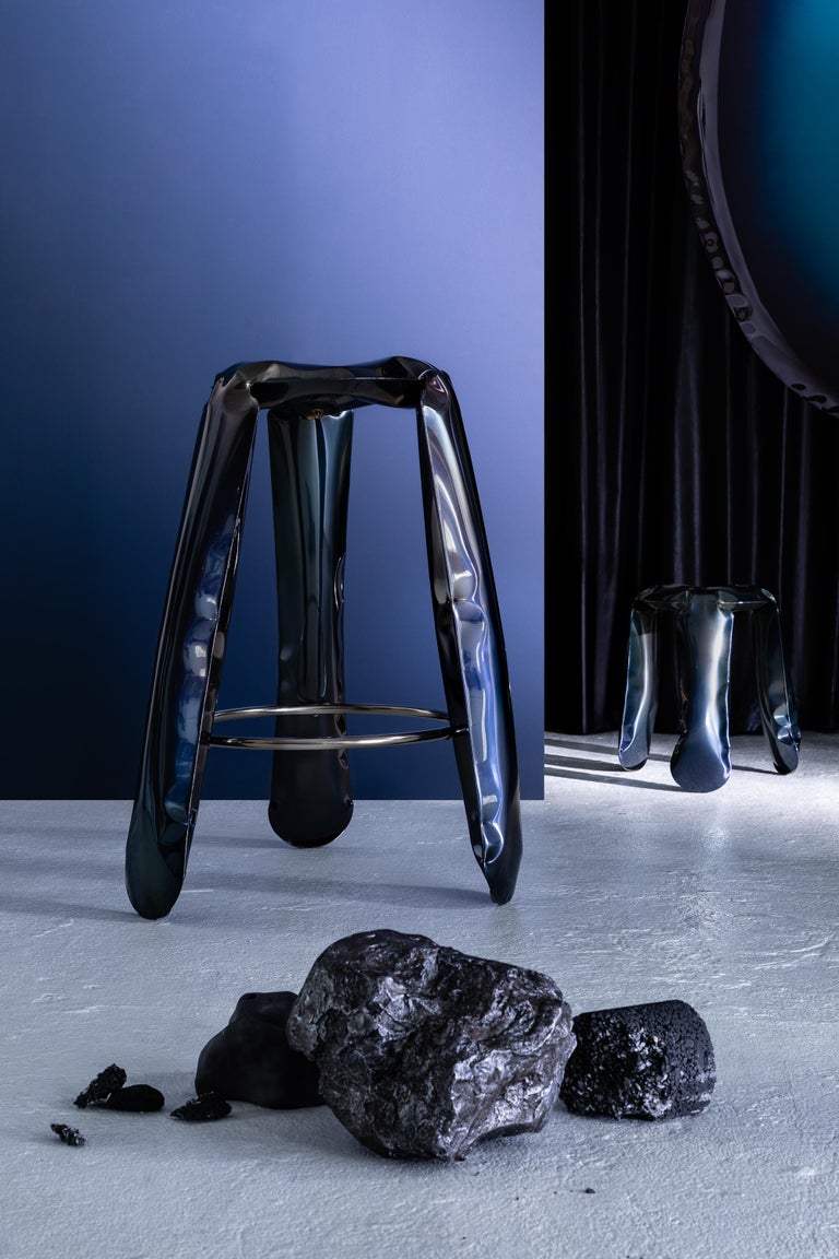 Cosmic Blue Steel Bar Plopp Stool by Zieta For Sale at 1stDibs