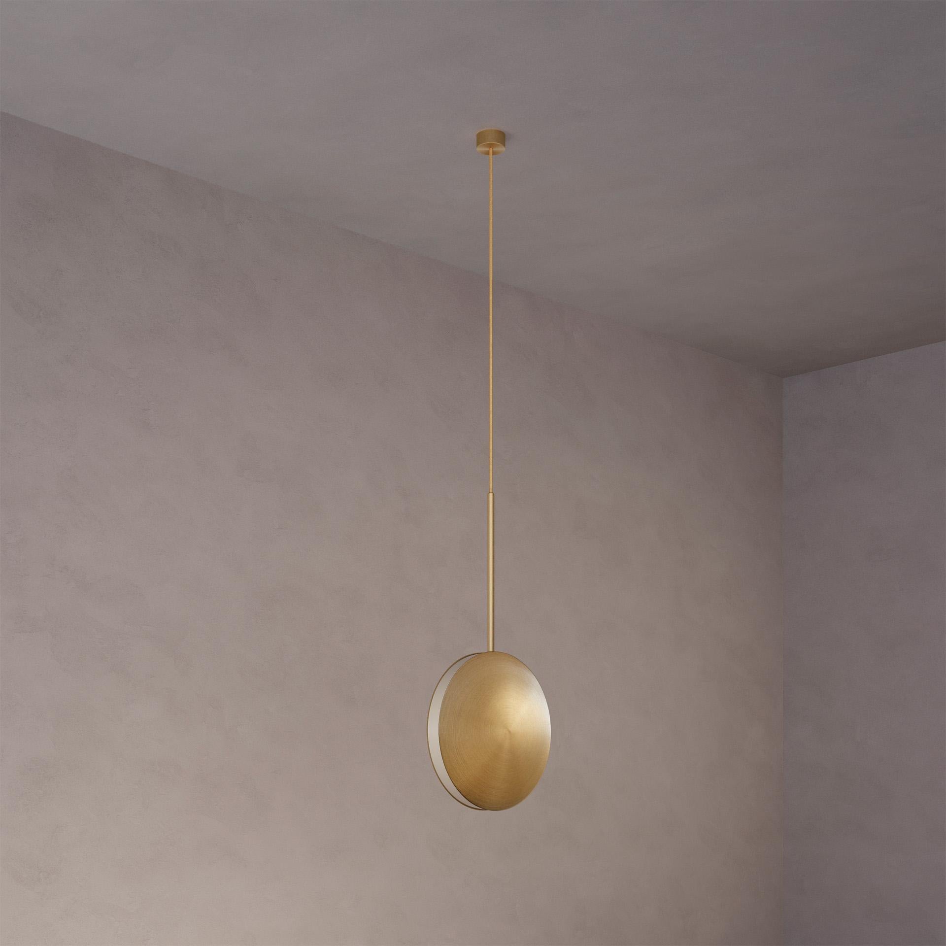 Cosmic 'Comet Pendant Sol' Handmade Artisan Pure Satin Brass Ceiling Light For Sale at 1stDibs
