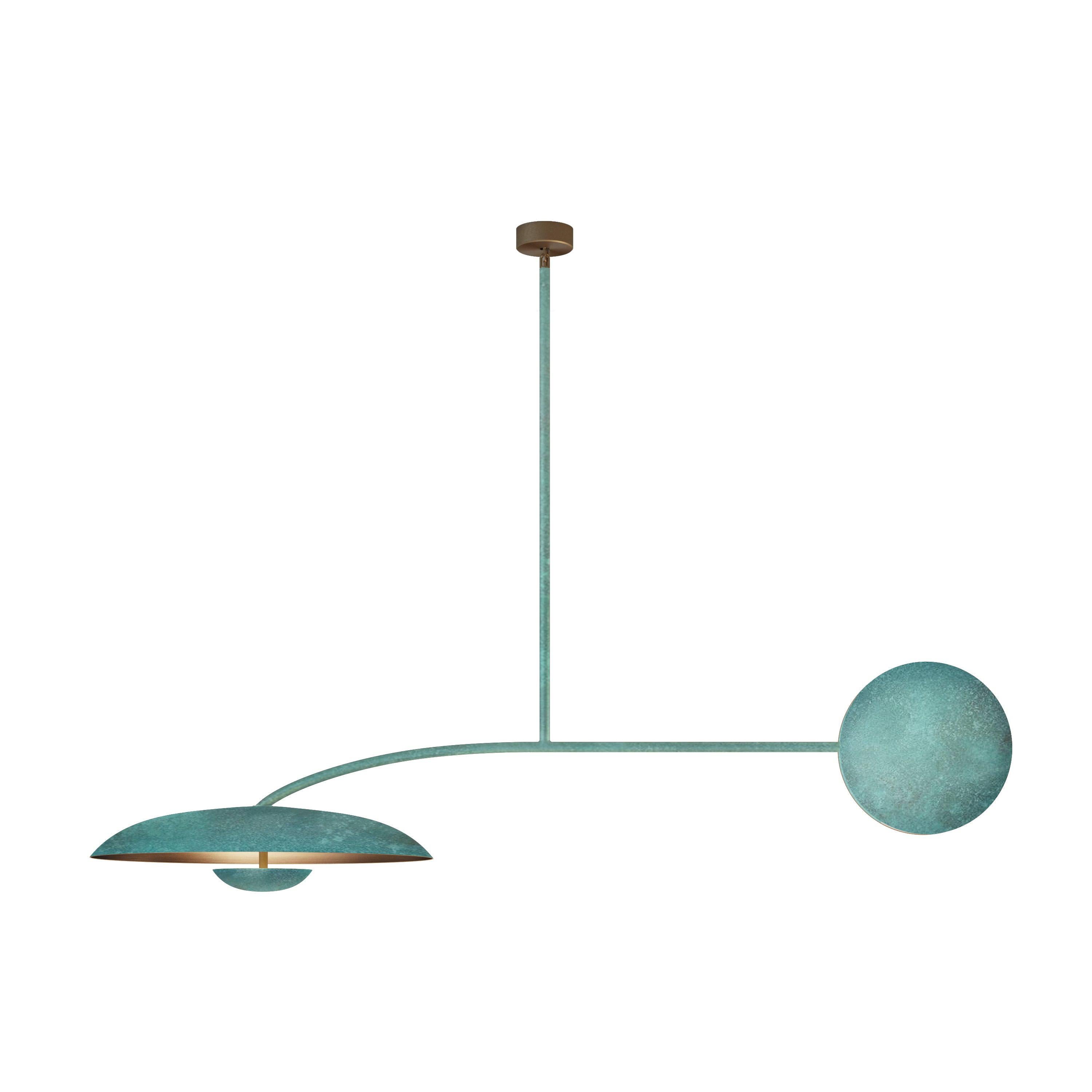 Pair of Mid-Century Verdigris Iron and Brass Orbit Light Fixtures at ...