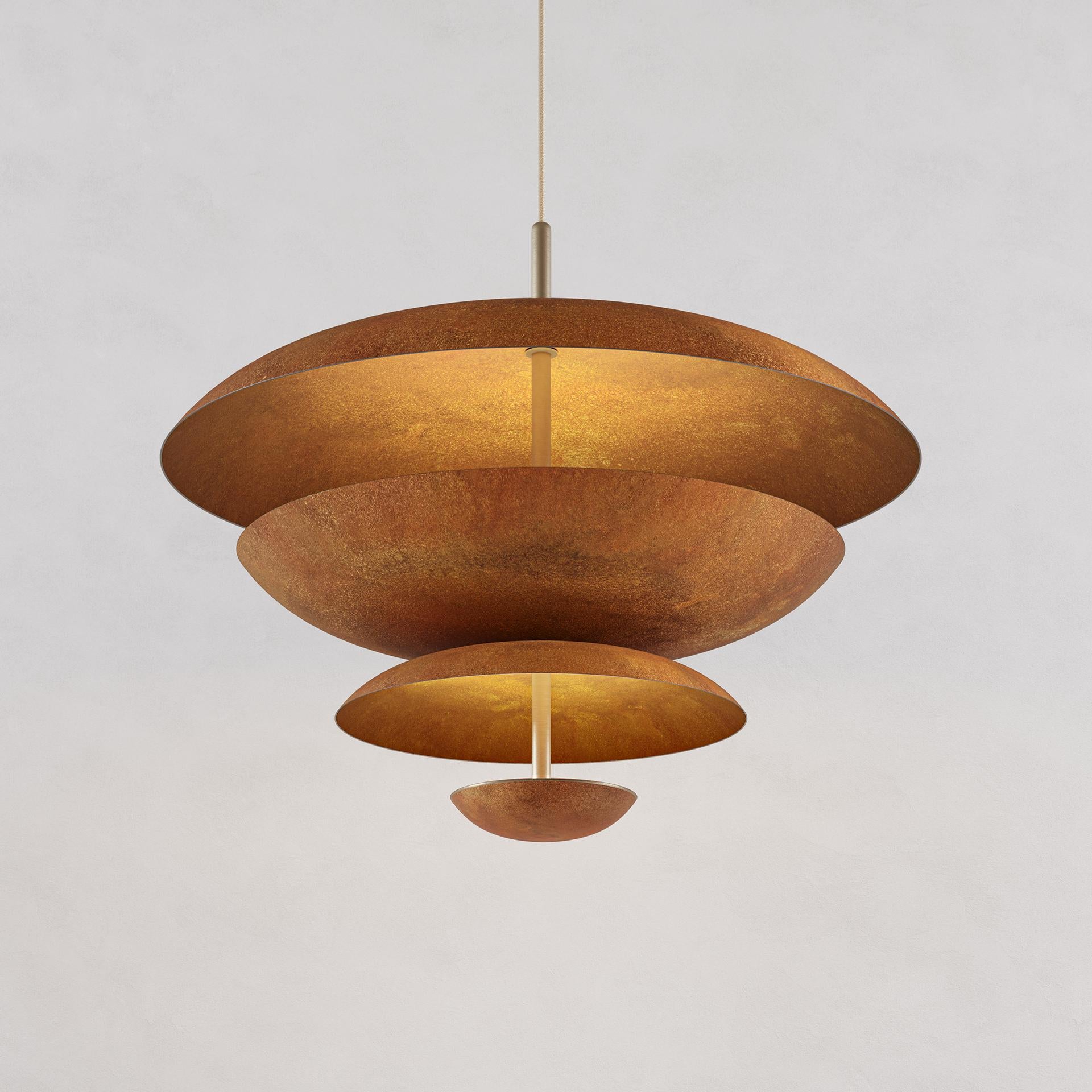 'Cosmic Rust Chandelier 70' Handmade Rust Patinated Brass Ceiling Light ...