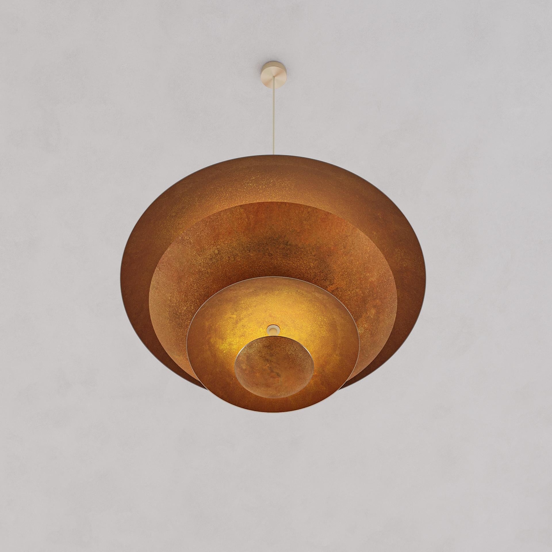 'Cosmic Rust Chandelier 70' Handmade Rust Patinated Brass Ceiling Light ...