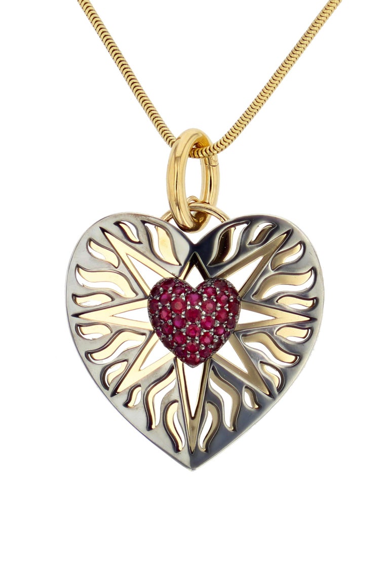Cosmogonie Secrète Ruby Heart Charm in 18k Yellow Gold by Elie Top For ...