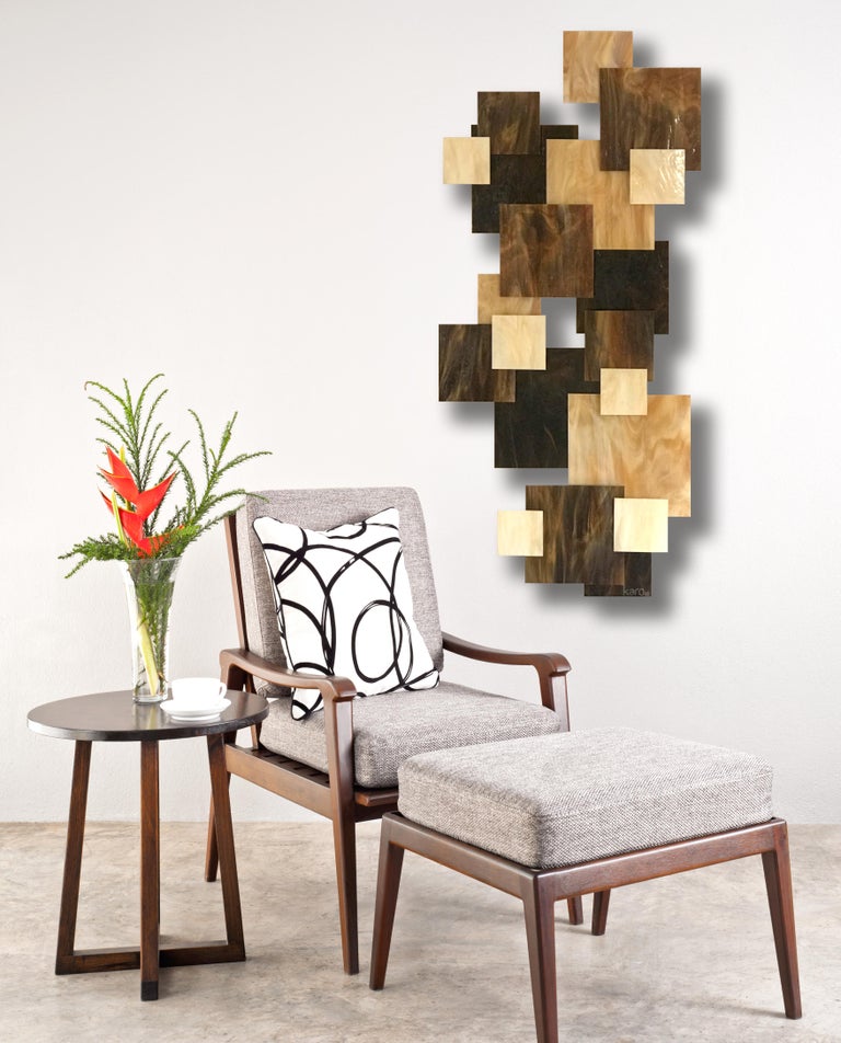 "Cosmos Tts" Original Glass and Metal Wall Sculpture For Sale at 1stDibs