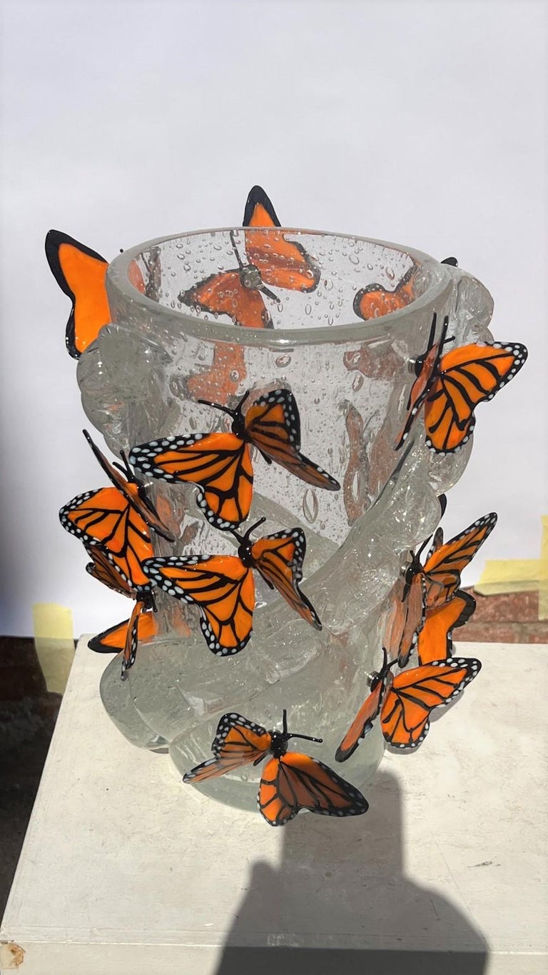 Costantini Modern Crystal Pulegoso Made Murano Glass Vase with ...