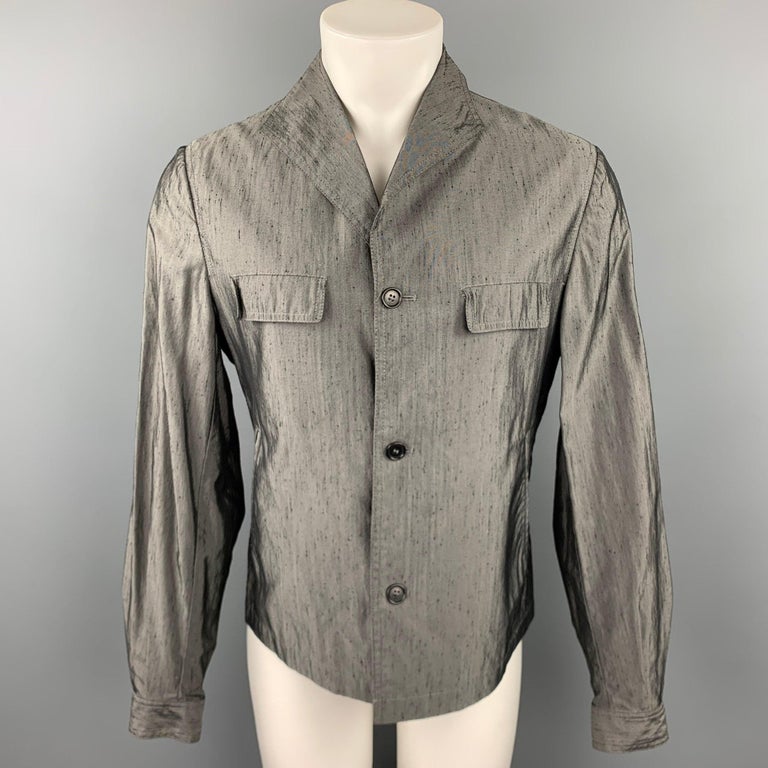 CoSTUME HOMME Size 40 Grey Textured Cotton Blend Buttoned Jacket For ...