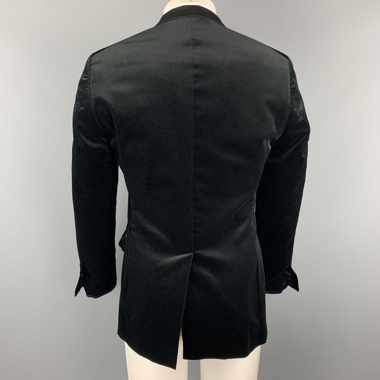 CoSTUME NATIONAL Size 38 Black Velvet Beaded Peak Lapel Sport Coat at ...