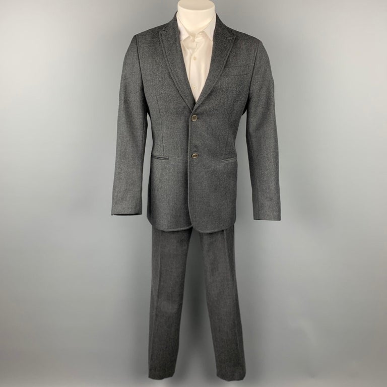 CoSTUME NATIONAL Size 38 R Dark Gray Wool Peak Lapel Suit For Sale at ...