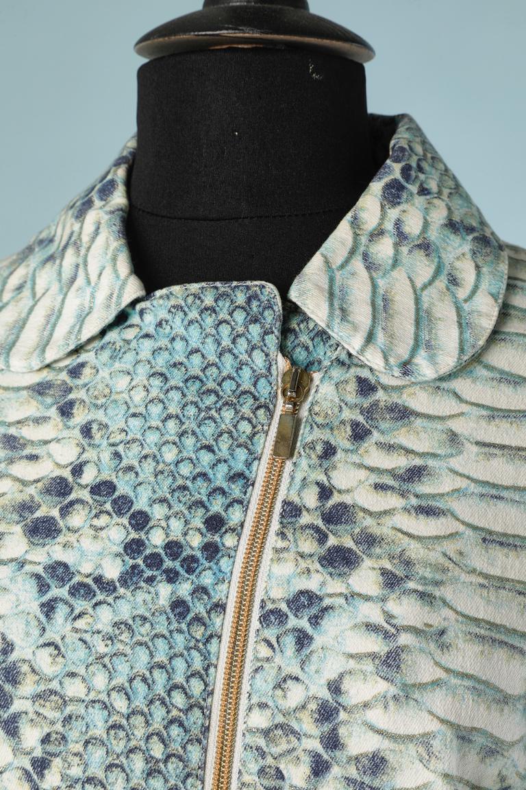 Coton jacket with zip and snake print Roberto Cavalli For Sale at 1stDibs