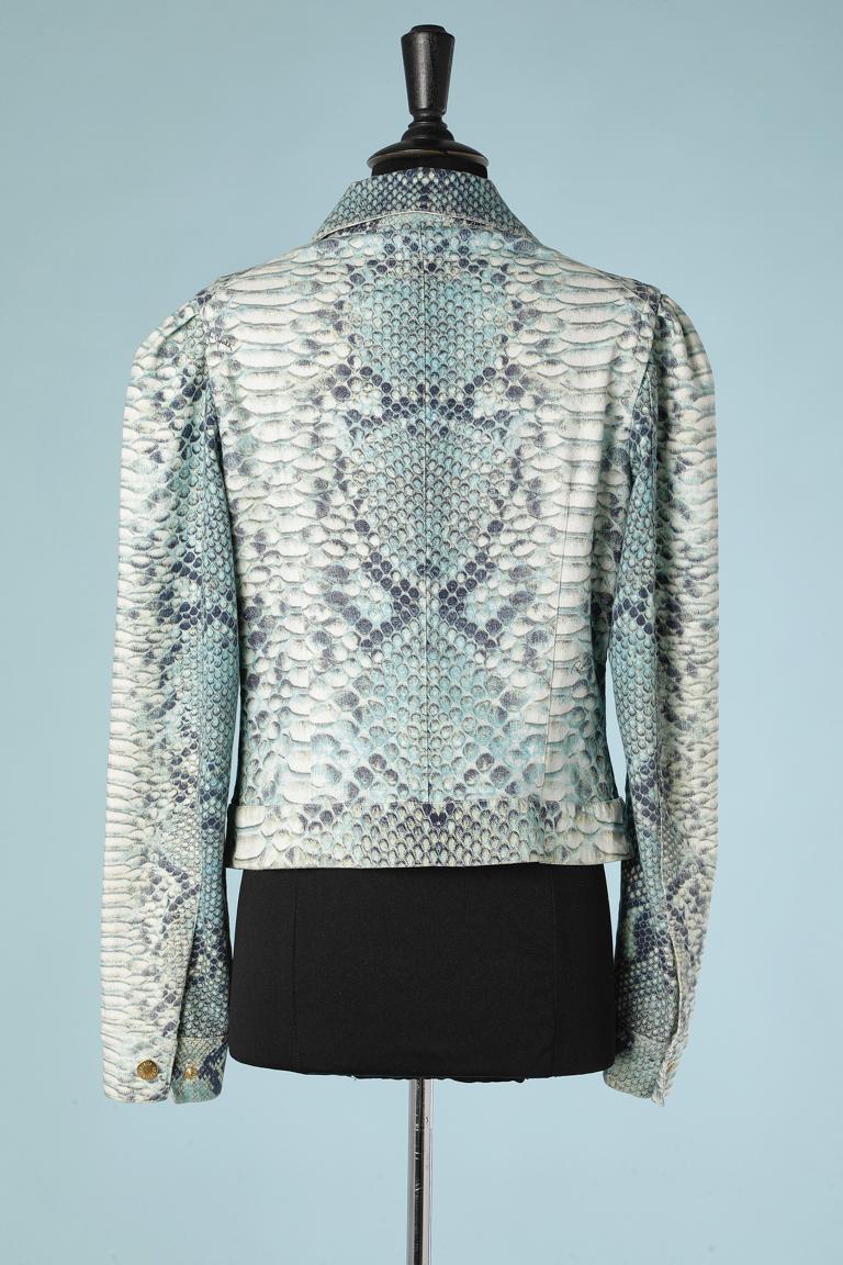 Coton jacket with zip and snake print Roberto Cavalli For Sale at 1stDibs