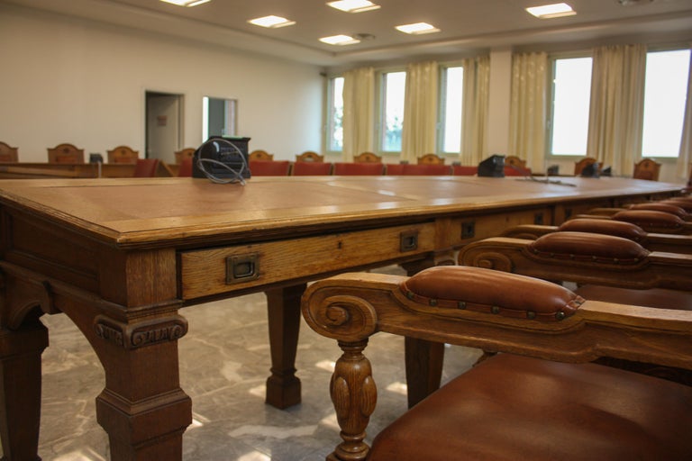 Council Chamber Desks Chairs and Armchairs, Italy, 1920 For Sale at 1stDibs