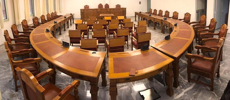 Council Chamber Desks Chairs and Armchairs, Italy, 1920 For Sale at 1stDibs