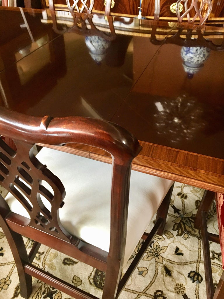 Councill Craftsman Mahogany Inlay Dining Room Set Table and Twelve ...