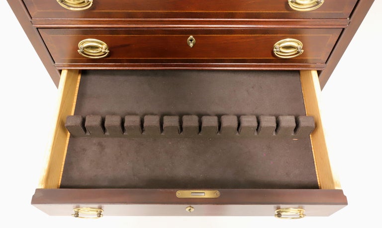 COUNCILL CRAFTSMEN Mahogany Hepplewhite Inlaid Silver Chest at 1stDibs