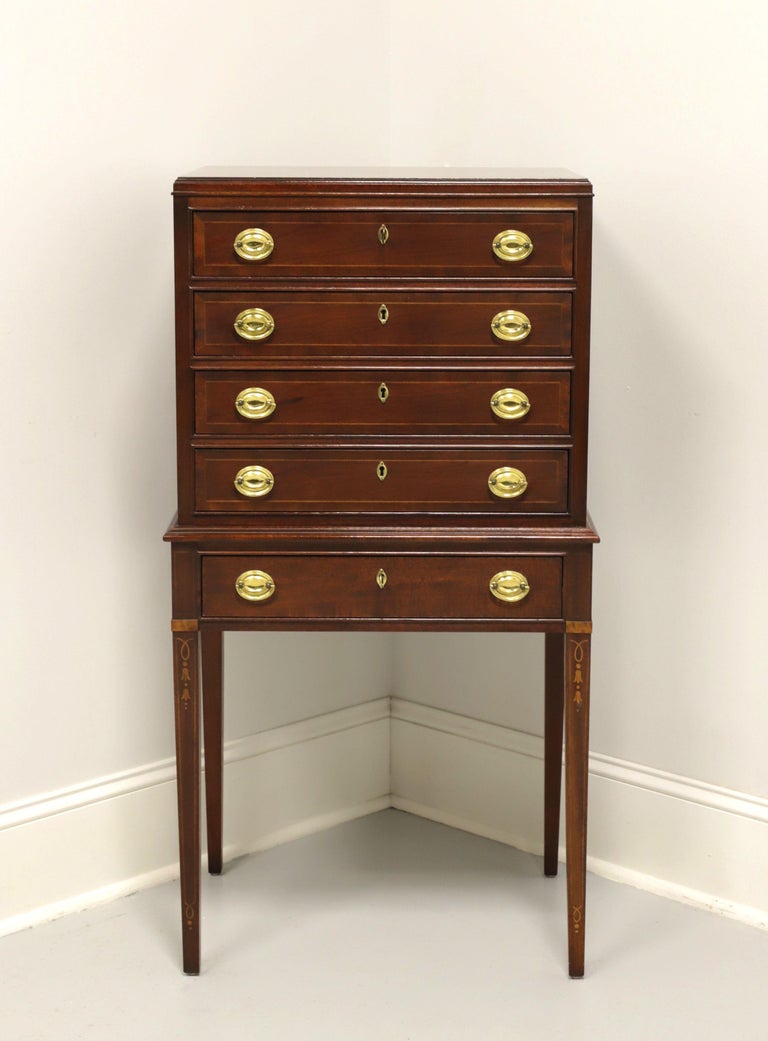 COUNCILL CRAFTSMEN Mahogany Hepplewhite Inlaid Silver Chest at 1stDibs