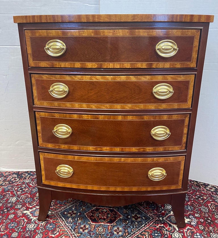 Councill Furniture Mahogany and Brass Inlay Bow Front Bachelors' Chest ...