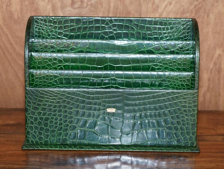 Count Owned Asprey 24ct Gold Green Crocodile Leather 7 Piece Desk Set ...