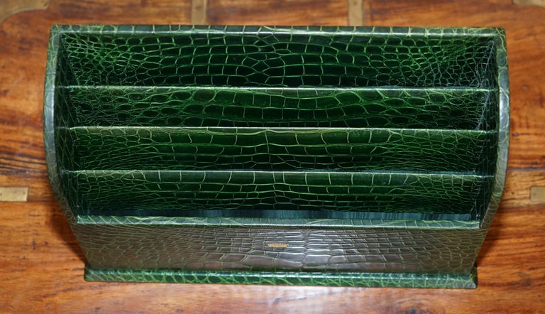 Count Owned Asprey 24ct Gold Green Crocodile Leather 7 Piece Desk Set ...