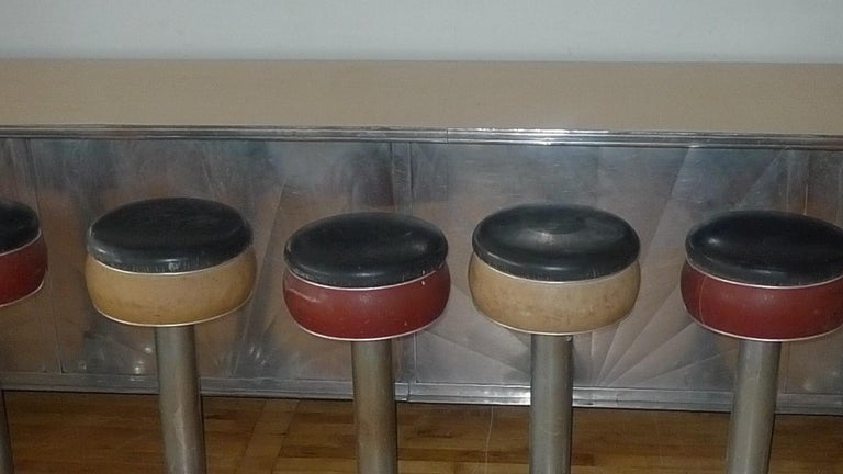 Counter from 1930s Soda Fountain Diner with Nine Swivel Stools, Art ...
