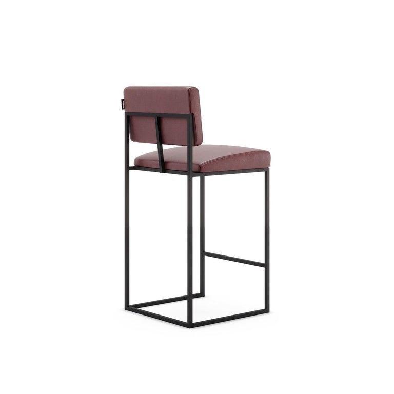 Counter Height Stool in Custom Metallic Finishes and Leather Colors For ...
