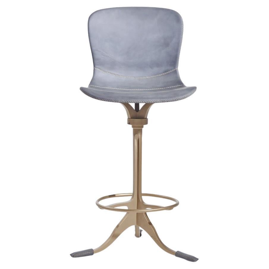 Bespoke Counter-Height Swivel Chair, Leather and Brass by P. Tendercool ...