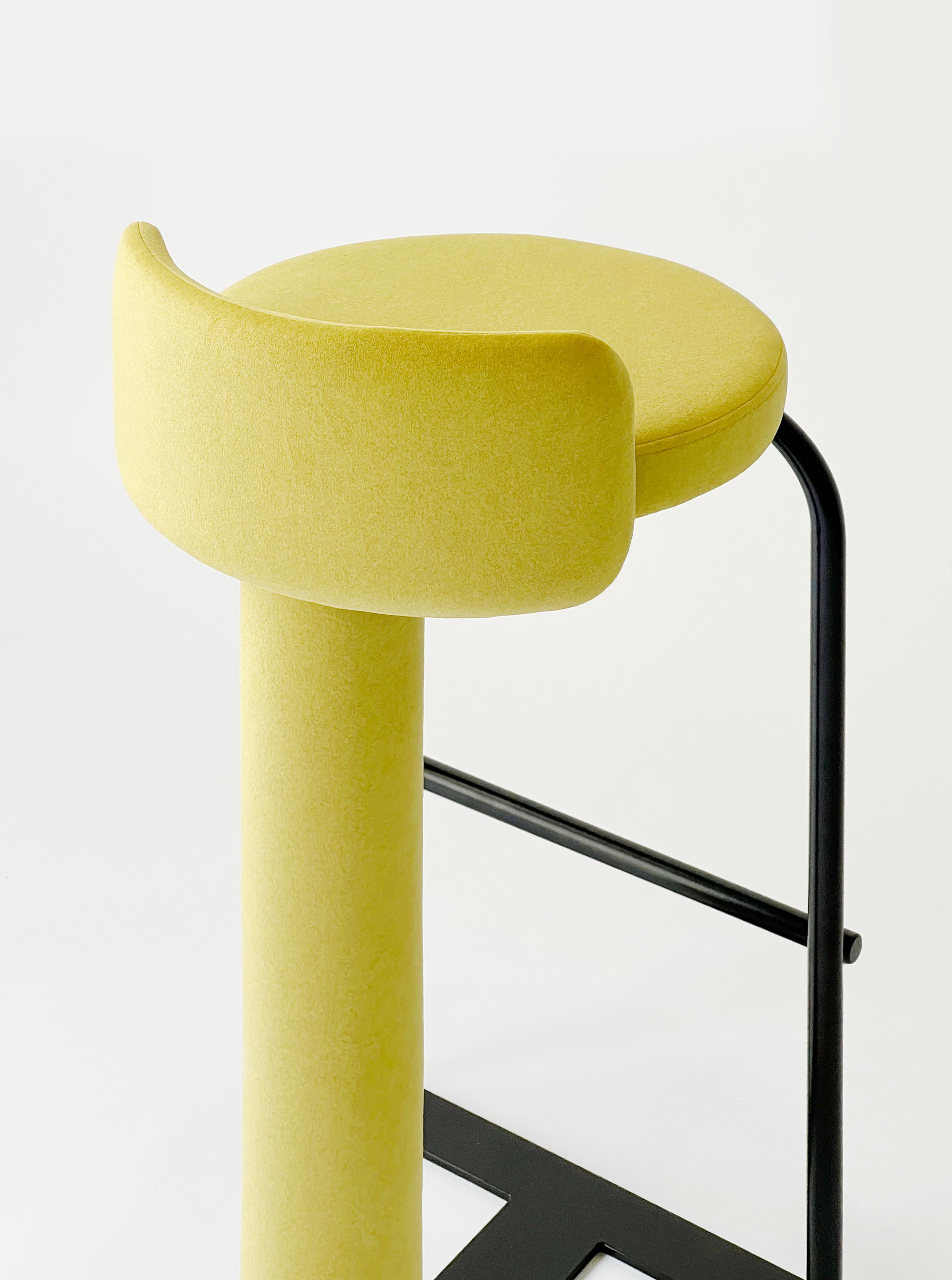Counter Stool Fox by Woo in Yellow colour by Fabric Aura Microvelour ...