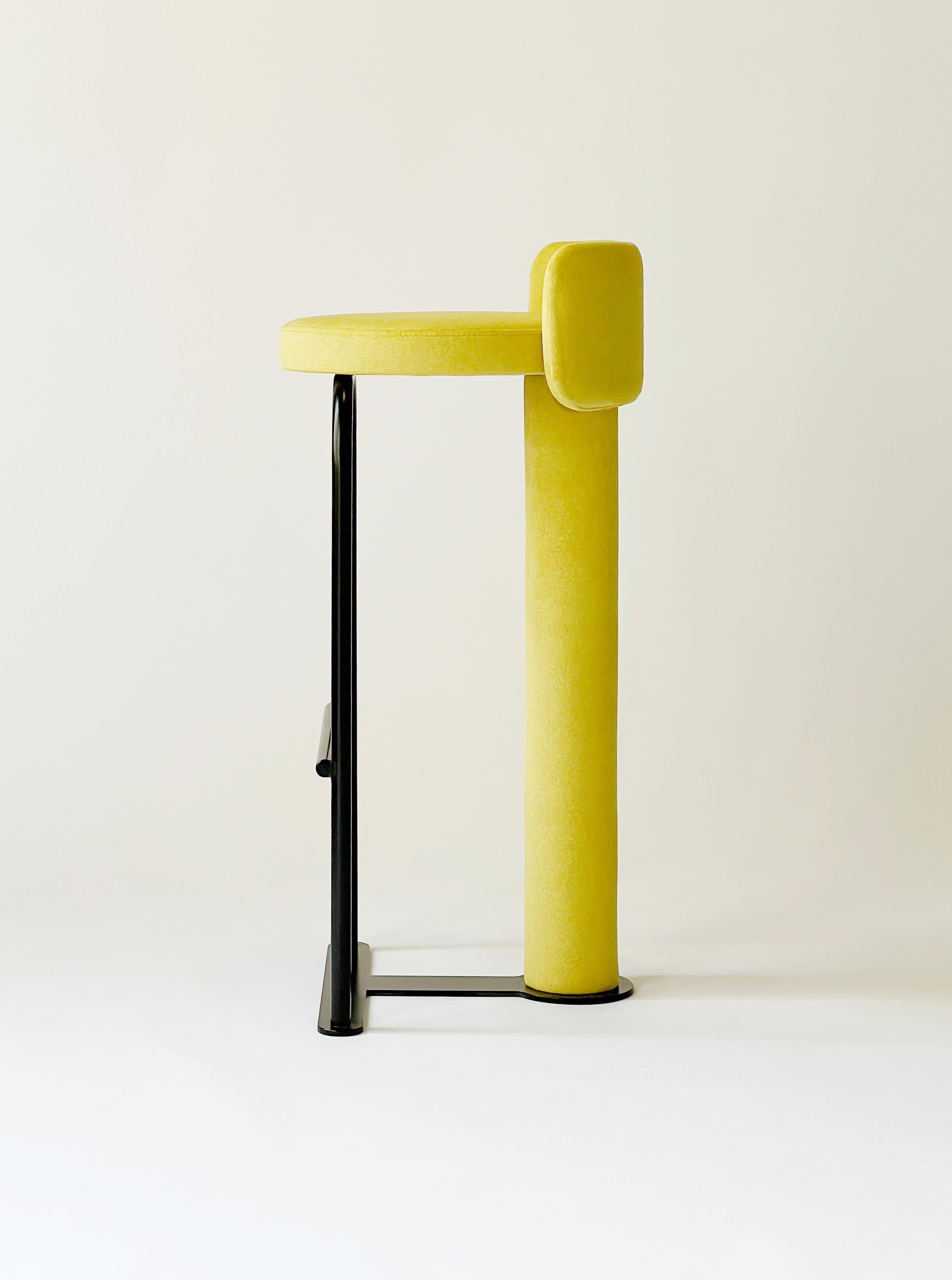 Counter Stool Fox by Woo in Yellow colour by Fabric Aura Microvelour ...