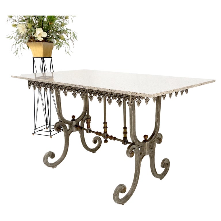 Countertop High 36"H Cast Iron Base Beige Granite Top Dinning Serving ...