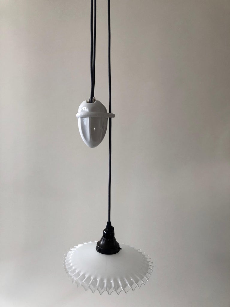 Counterweight Pendant Lamp, 1900, Made from Porcelain and Handmade ...