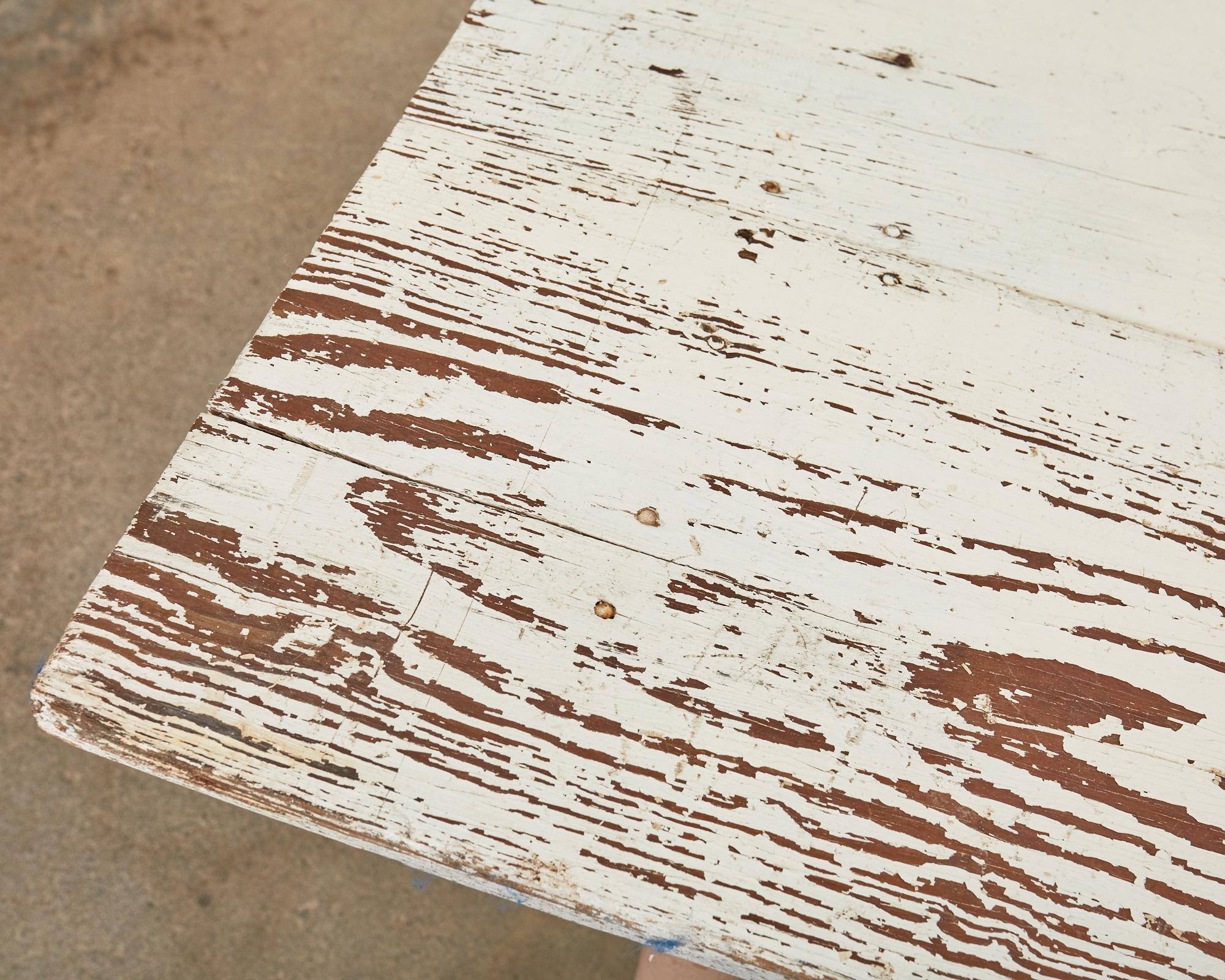 Country American Painted Pine Farmhouse Folding Harvest Dining Table ...
