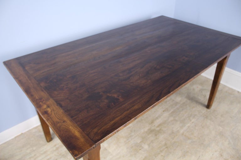 Country Antique Elm Farm Table, Breadboard Ends at 1stDibs