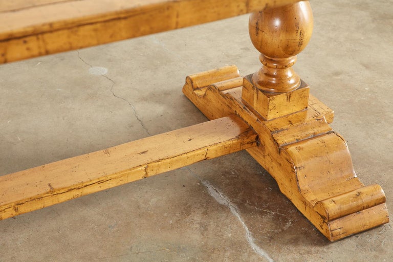 Country English Double Pedestal Maple Trestle Dining Table at 1stDibs