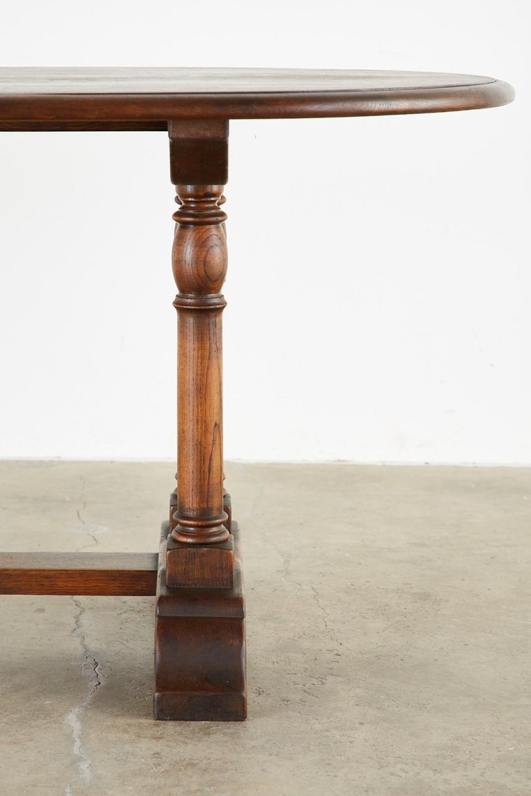 Country English Oak Oval Trestle Dining Table at 1stDibs