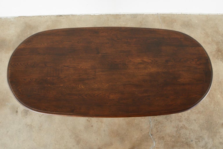 Country English Oak Oval Trestle Dining Table at 1stDibs