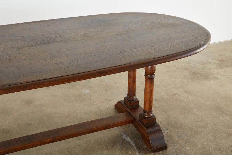 Country English Oak Oval Trestle Dining Table at 1stDibs