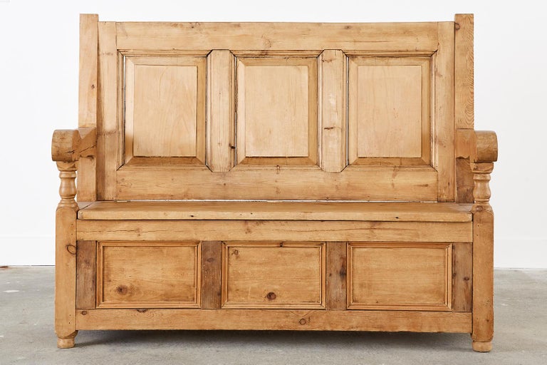 Country English Pine Farmhouse Settle Bench Seat Settee at 1stDibs