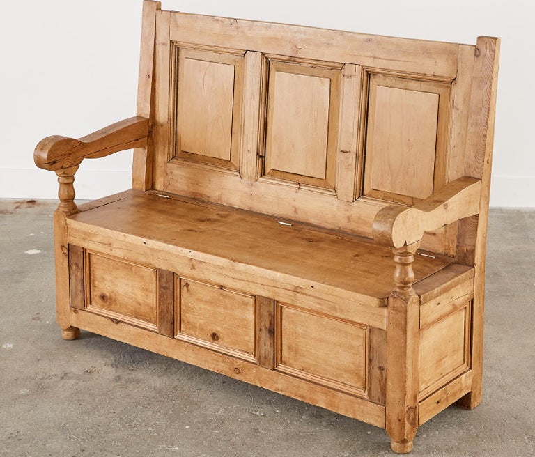 Country English Pine Farmhouse Settle Bench Seat Settee at 1stDibs