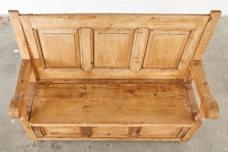 Country English Pine Farmhouse Settle Bench Seat Settee at 1stDibs