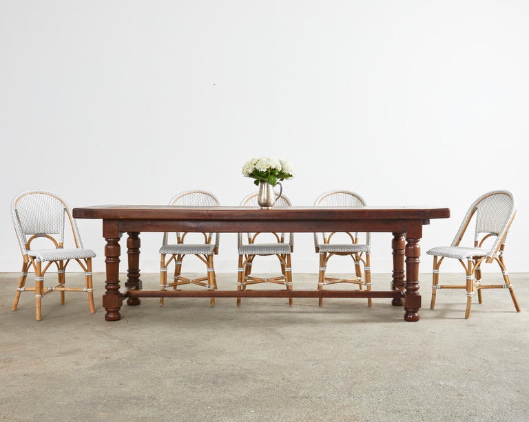 Country English Provincial Oak Farmhouse Trestle Dining Table For Sale ...